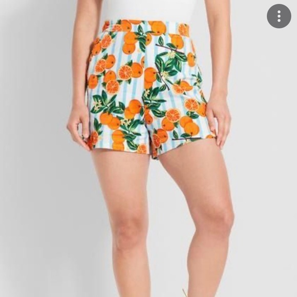 Modcloth | Shorts | Modcloth Orange And Green Citrus Print Shorts ...